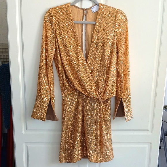 OSOS Design | Dresses | Osos Gold Sequin Mini Dress | Poshmark